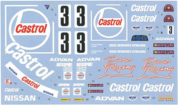 SHUNKO D466 1/24 Castrol RB GT-R Gr.N 1992 decal set (for Tamiya) 【メール便可】 ミニカー専門店 ラクーンオート
